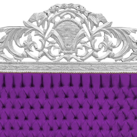 Baroque bed headboard purple velvet fabric and silver wood