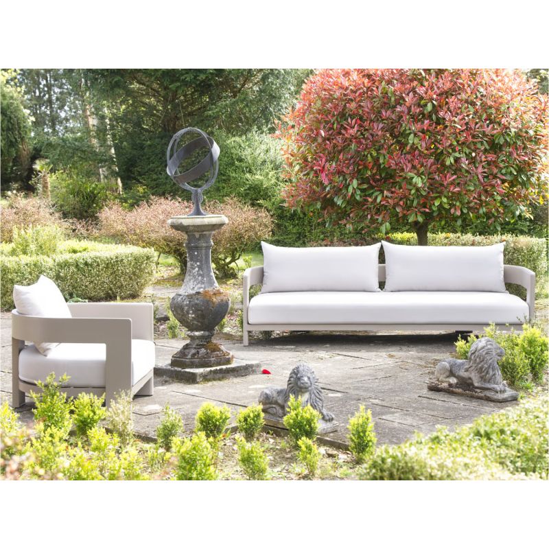 Large armchair Aruba fabric taupe color and taupe aluminium
